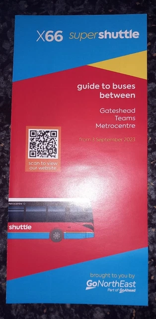GO NORTH EAST 2023 bus timetable for route number X66 date 3 Sept 2023 ...