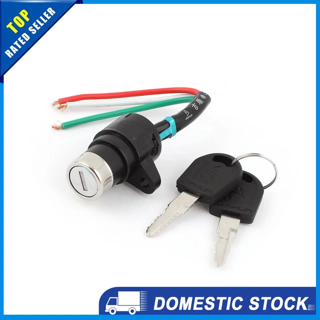 UNIVERSAL 3 WIRES Scooter Electric Bike Go Kart Ignition Switch Lock ...