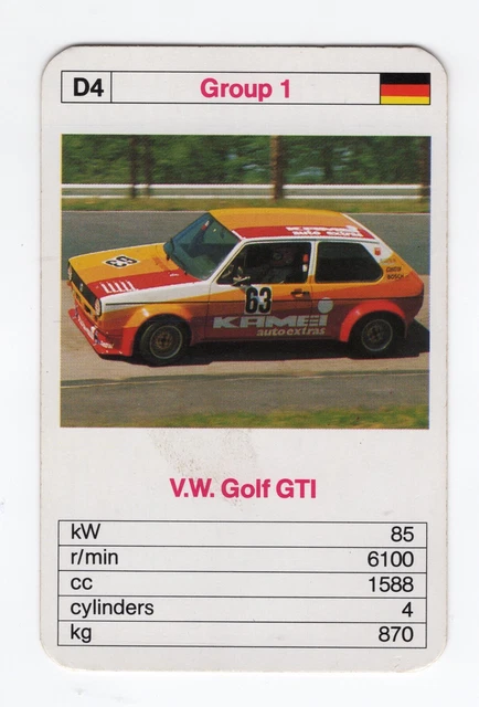 MOTOR SUPER RACERS Card. VW Golf GTI $4.99 - PicClick AU