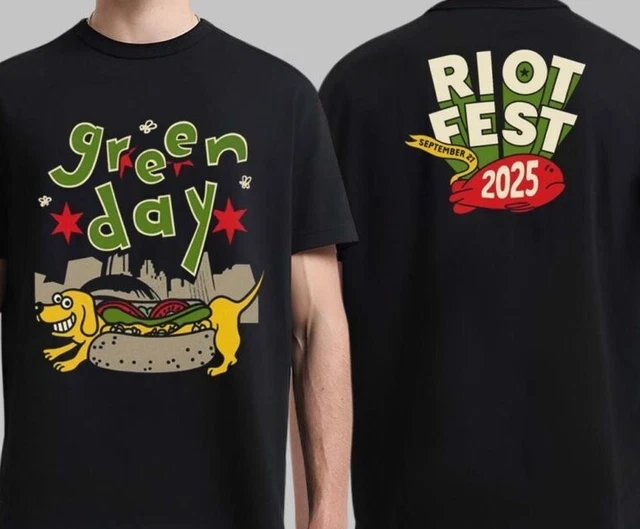 GREEN DAY RIOT Fest 2025 In Chicago Il Sep 21 The Hot Dog Funny shirt £ ...