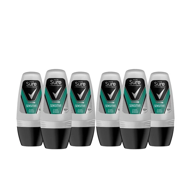 SURE MEN SENSITIVE 48H Roll-On Anti-Perspirant Deodorant 50ml - 6 PACK ...