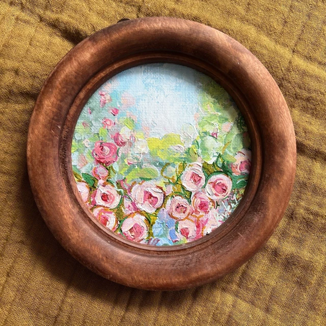 ORIGINAL GEMÄLDE HIMMEL vintage alter Bilderrahmen antik Holz Blumen ...