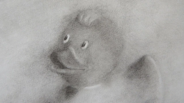 ORIGINAL HAND DRAWN pencil fine tonal pencil drawing of a rubber duck ...