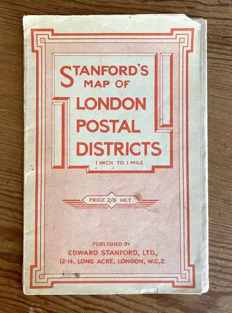 RARE VINTAGE MAP of London Postal Districts, 1946, Stanford, Coloured £ ...