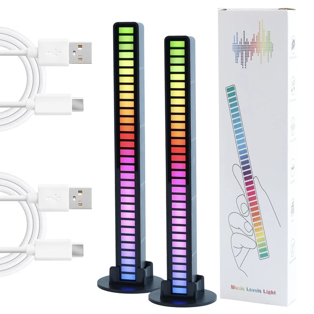 2 X USB Rechargeable Rhythm Lights 32Bit Wireless Sounds Activated ...