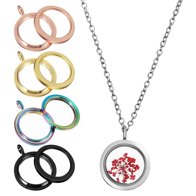 5 PCS PHOTO Charm Pendant Glass Round Bezels for Jewelry Making Locket ...