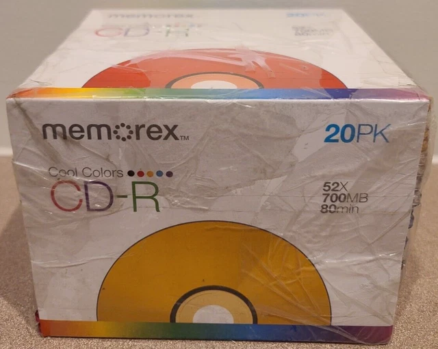 MEMOREX CD-R COOL Colors 20 Pack 52X 700MB 80 MIN New Sealed $22.00 ...