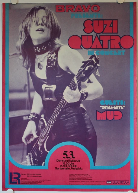 SUZI QUATRO, POSTER, Plakat, Live, Concert, Tour, Karlsruhe, 1974 EUR ...