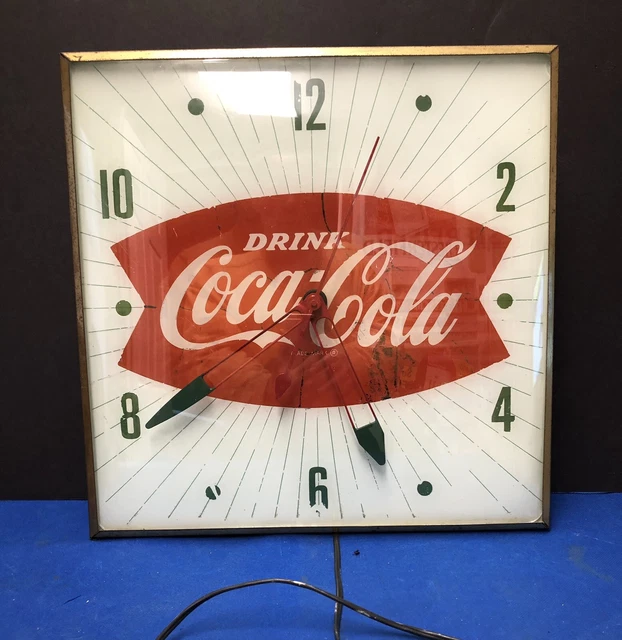 ORIGINAL COCA-COLA FISHTAIL Advertising Clock $89.88 - PicClick