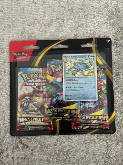 POKEMON TCG MEGA Evolution 3 Pack Blister Golduck | Foil Promo + 3 ...