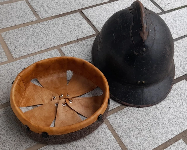 WW2 COIFFE D'INTÉRIEUR en cuir casque Adrian mod.26 1926 helmet liner t ...