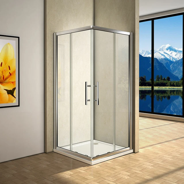 SQUARE SHOWER SCREEN Enclosure Sliding Door Corner Cubicle Quadrant ...