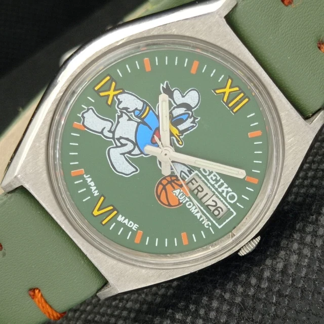 VINTAGE SEIKO CARTOON DIAL AUTO 6309A JAPAN MENS D/D GREEN WATCH 605 ...