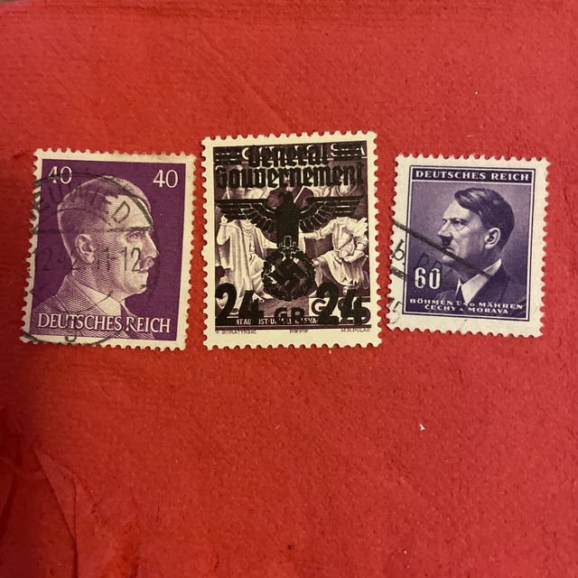 WW2 RARE GERMAN Overprinted Eagle Swastica Occupation Stamp 2