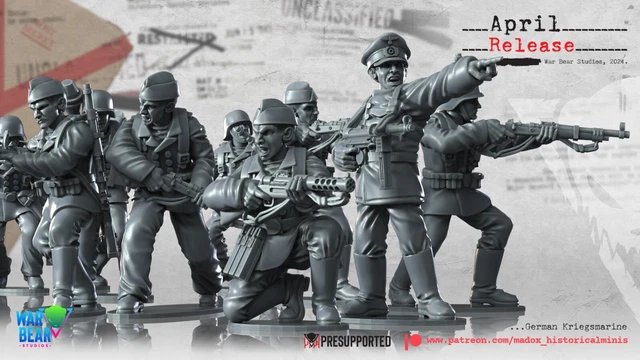 BATTLECAT MINIATURES WW2 German Kriegsmarine Infantry Bolt Action WWII ...