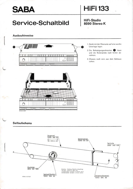 SERVICE MANUEL D'INSTRUCTIONS pour Saba Hifi Studio 8090 EUR 9,42 ...