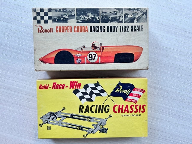 VINTAGE 1/32 REVELL Cooper Cobra Racing Body & 2 Chassis, Motor ...