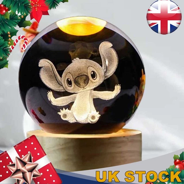 DISNEY STITCH 3D Crystal Ball Night Light Laser Carving Children's Gift ...