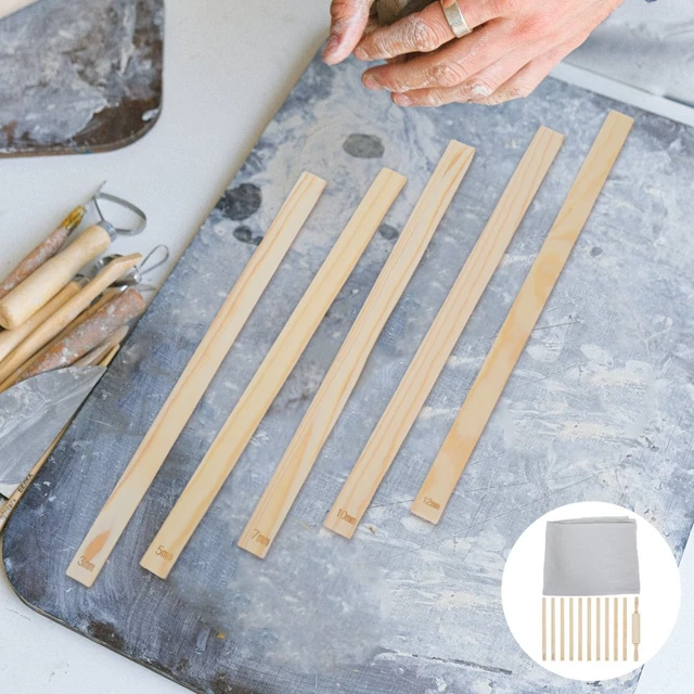 12 PCS CLAY Slab Tools Hand Building Rolling Pin Depth Guide £33.35 ...