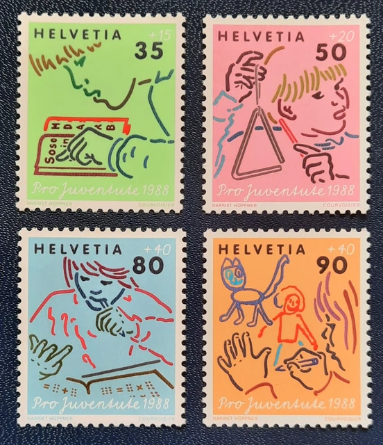 TIMBRE STAMP HELVETIA Suisse Schweiz Pro Juventute 1988 YT 1309#1312 Mi ...