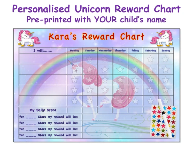 PERSONALISED GOOD BEHAVIOUR Reward Chart reusable Childrens stickers ...