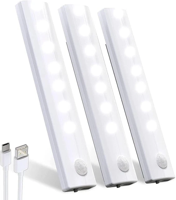 3PCS UNDER CUPBOARD LED Kitchen Lights Motion Sensor Rechargeable ...