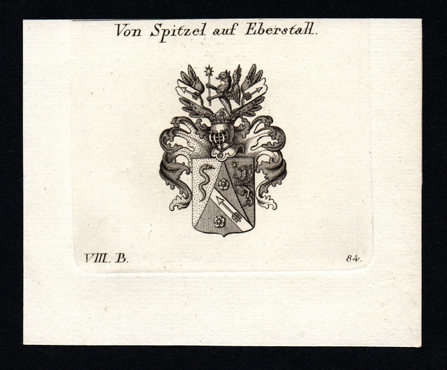 SPITZEL EBERSTALL ARMOIRIES Héraldique Heraldry Coat De Arms Gravure ...