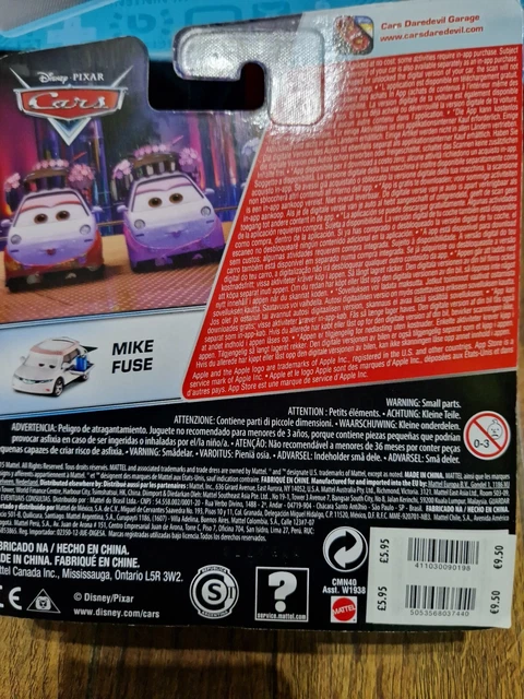 MATTEL DISNEY PIXAR Cars - Mike Fuse Vehicle - White/Pink Rare🌟 ALLINOL ...