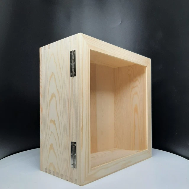 EXTRA DEEP UNFINISHED wood Shadow Box Glass door 13 " x 13" x 6 4/16 ...