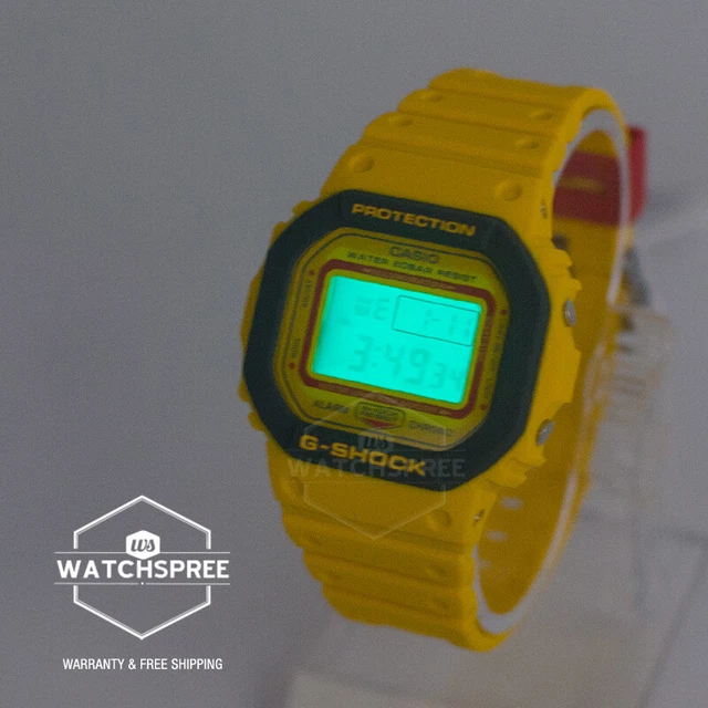 CASIO G-SHOCK DW-5600 '90s Sports Series Yellow Resin Band Watch DW ...