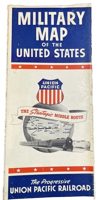 UNION PACIFIC UP Railroad Military Map of the United States WWII Era ...