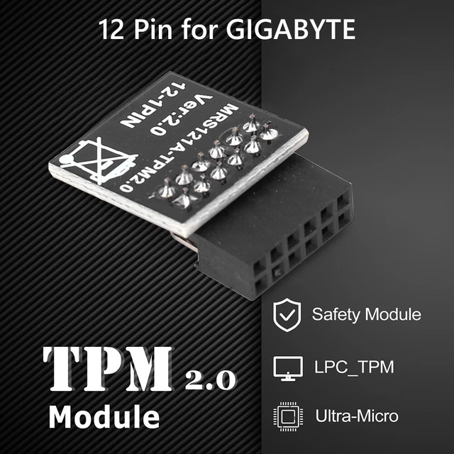TPM 2.0 MODULE LPC-12PIN Motherboard Card SATA for Gigabyte Motherboard ...