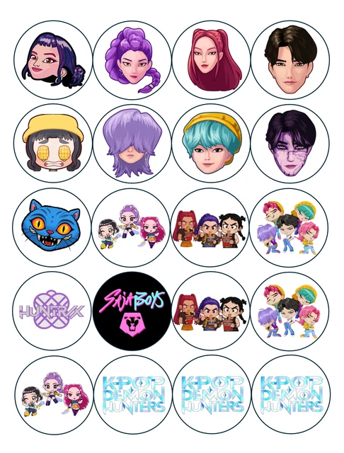 18 X KPOP Demon Hunters theme Edible Icing sheet 2" Pre-cut cupcake toppers £8.50 - PicClick UK