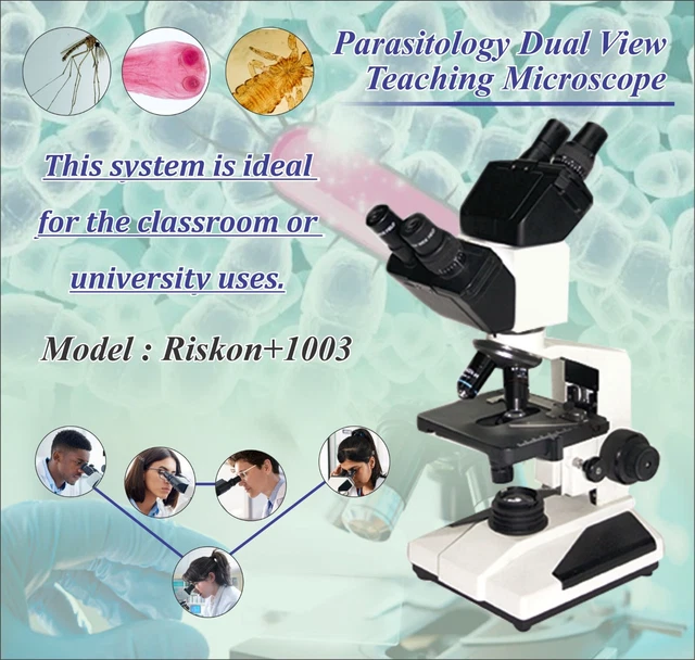 TEACHING MICROSCOPE PARASITOLOGY dual view model riskon+1003 $2,000.00 ...