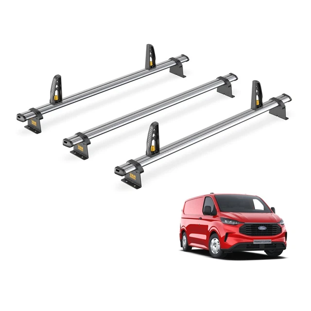 FORD TRANSIT CUSTOM Roof Rack for 2024+ Short (L1) 3 Bars + Loadstops ...