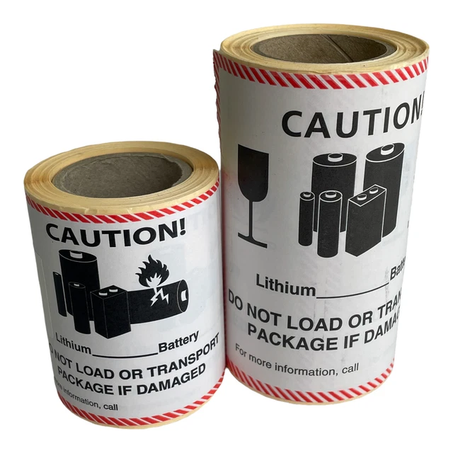 LITHIUM ION BATTERY Postage Labels Dangerous Goods Handling Caution ...