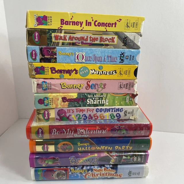 BARNEY VHS LOT- 11 Tapes Movies Songs Counting Sharing Manners & More ...