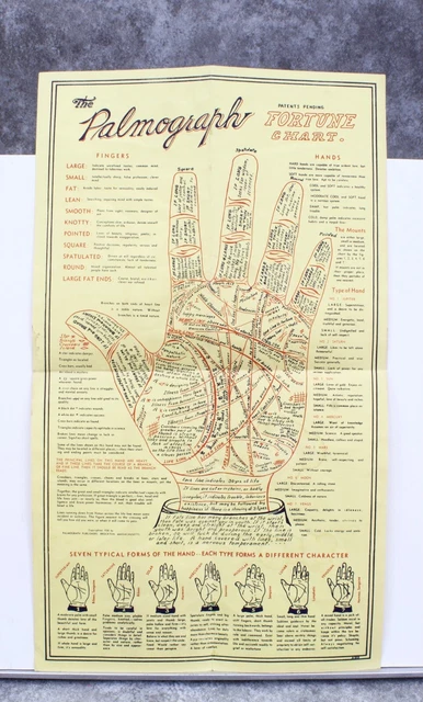 PALM READING THE PALMOGRAPH FORTUNE CHART 1936 $60.00 - PicClick