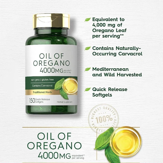 OIL OF OREGANO 4000 mg 150 Softgel Capsules Contains Carvacrol £7.76 ...