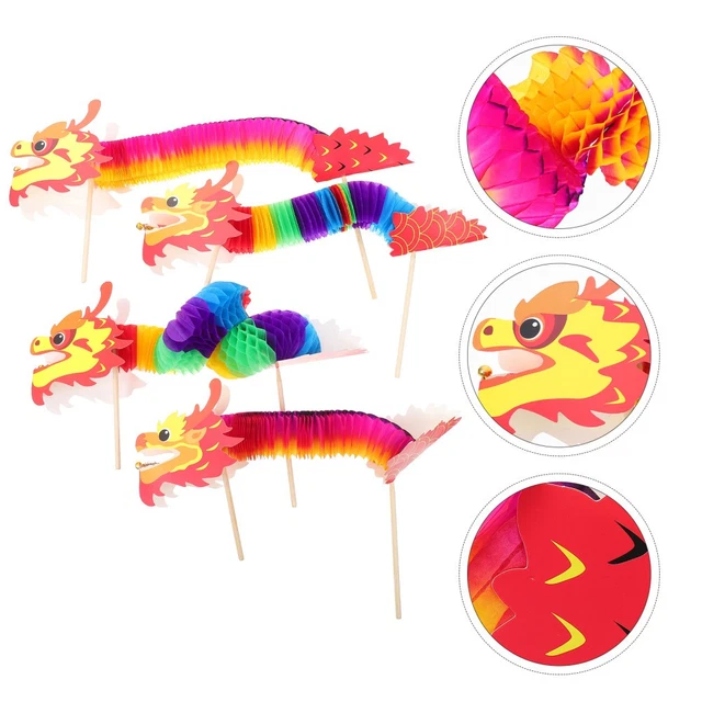 4 SETS DRAGON Paper Ornament Chinese Craft Supplies New Year Toy Kit £ ...