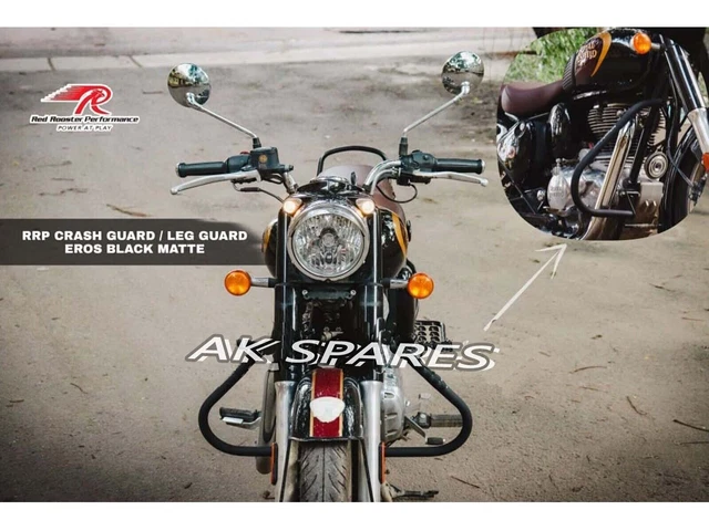 CRASH GUARD EROS Matt Black Fits Royal Enfield Reborn Classic 350cc Red ...