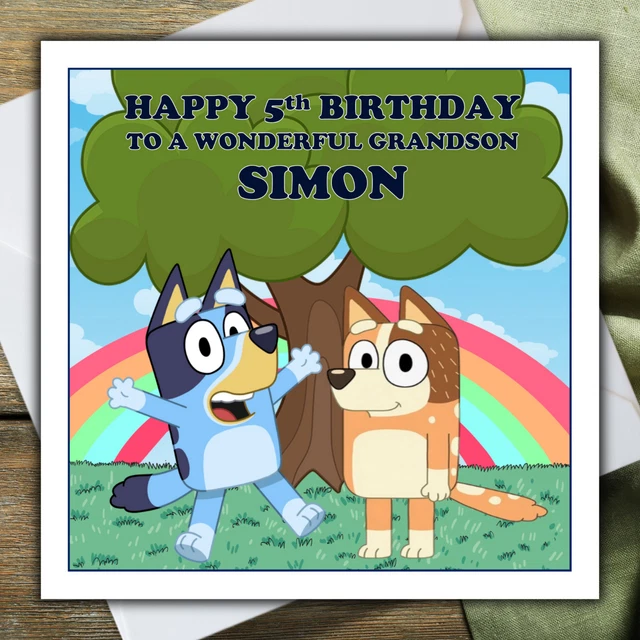 BLUEY BIRTHDAY CARD personalised with any AGE RELATIONSHIP NAME £3.25 ...