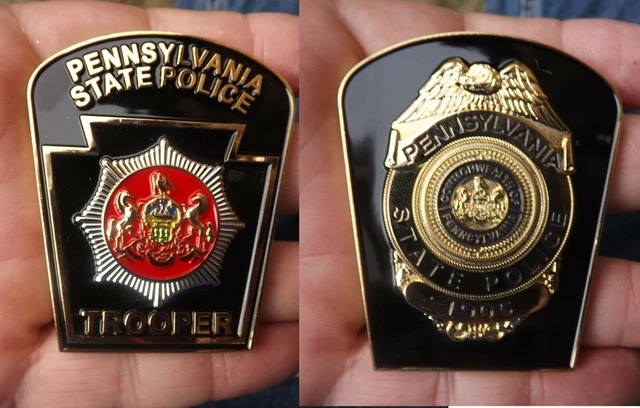 PENNSYLVANIA STATE TROOPER Police Patch Shaped Challenge Coin EUR 19,10 ...