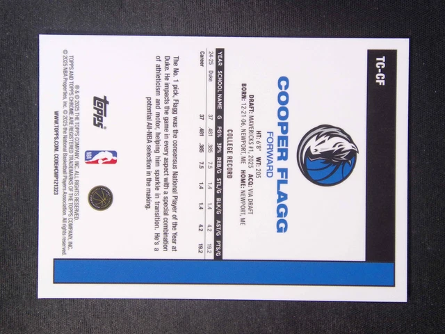 2025-26 TOPPS FLAGSHIP NBA Cooper Flagg RC 1980-81 45th Chrome ...