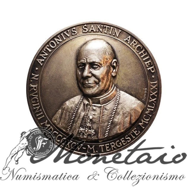 COIN - TRIESTE Antonio Santin Medal 1895-1981 Ag. Teruggi £152.59 ...