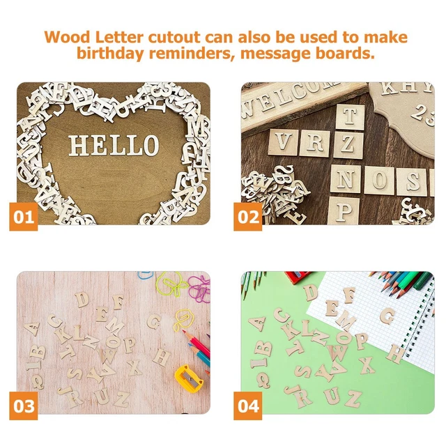 104 PCS BLANK Wooden Letters Chips for DIY Craft Room Decor and Letter ...
