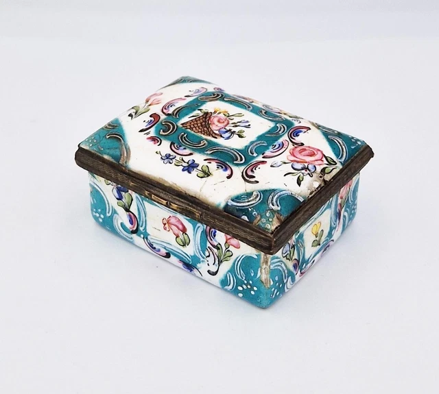 GEORGIAN BILSTON ENAMEL RECTANGULAR SNUFF BOX c1770 a/f £195.00 ...