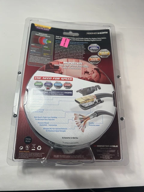 MONSTER CABLE 700HD HDMI High Speed 6m 19.7ft Sealed Vintage $65.82 ...
