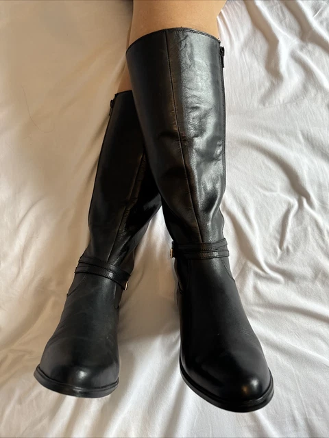 DUNE BLACK LEATHER Knee High Riding Boots Size 7 EUR 40 US 9 £25.00 - PicClick UK