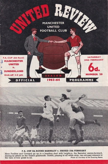 MANCHESTER UNITED SUNDERLAND 1963 64 football programme review #20 FA ...